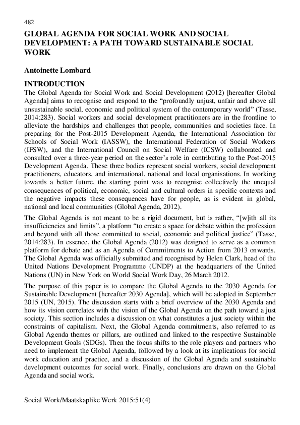 (PDF) Global Agenda for Social Work and Social Development: A Path ...