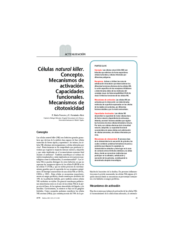 (PDF) C?lulas natural killer. Concepto. Mecanismos de activaci?n. Capacidades funcionales ...