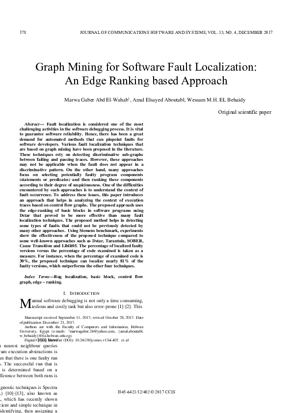 (PDF) Graph Mining for Software Fault Localization: An Edge Ranking ...