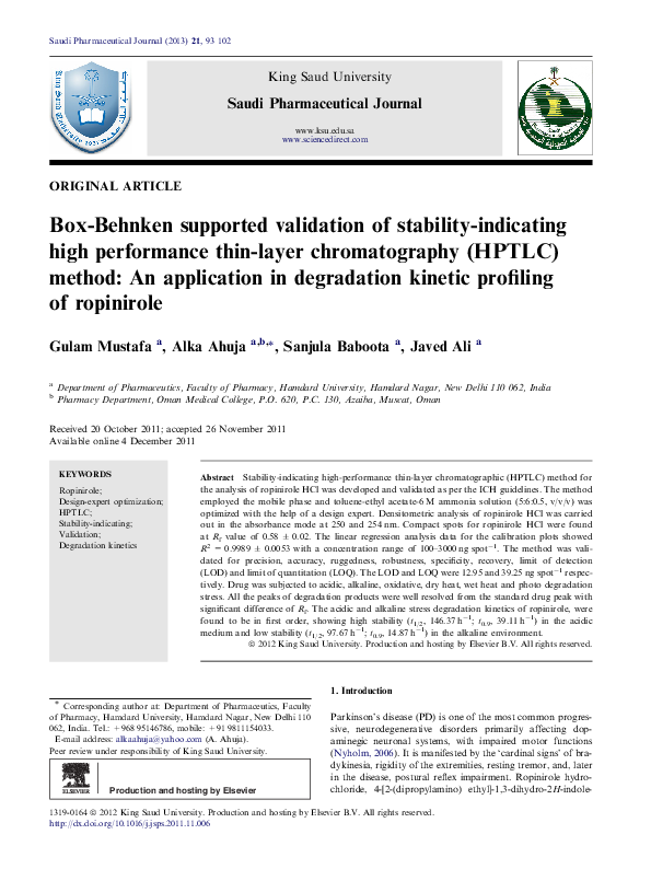 (PDF) Box-Behnken supported validation of stability-indicating high performance thin-layer ...