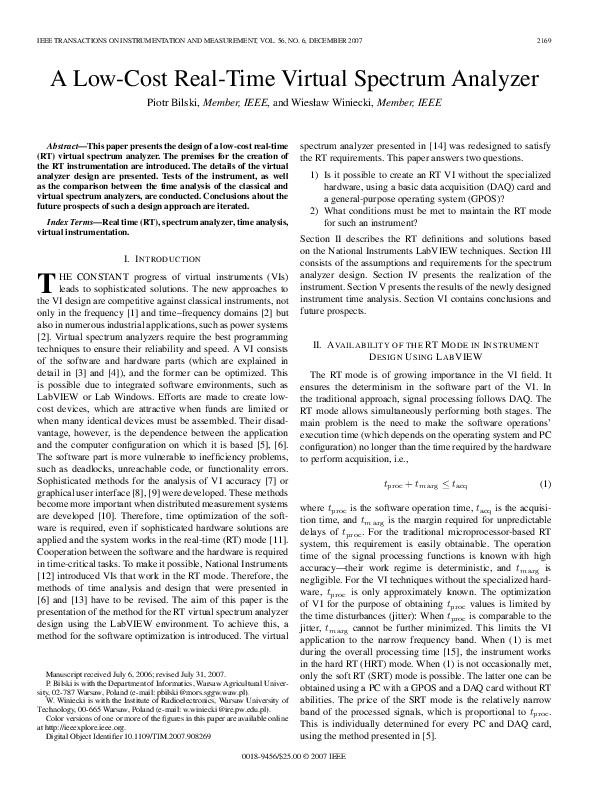 (PDF) A Low-Cost Real-Time Virtual Spectrum Analyzer