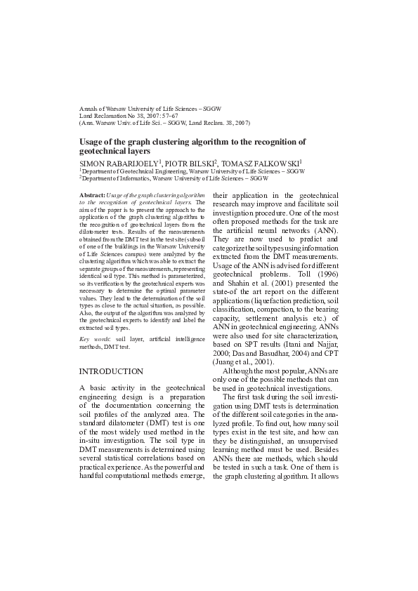 Pdf Usage Of The Graph Clustering Algorithm To The Recognition Of