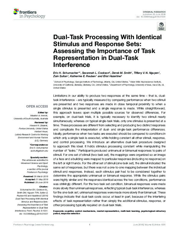 (PDF) Dual-Task Processing With Identical Stimulus and Response Sets: Assessing the Importance ...