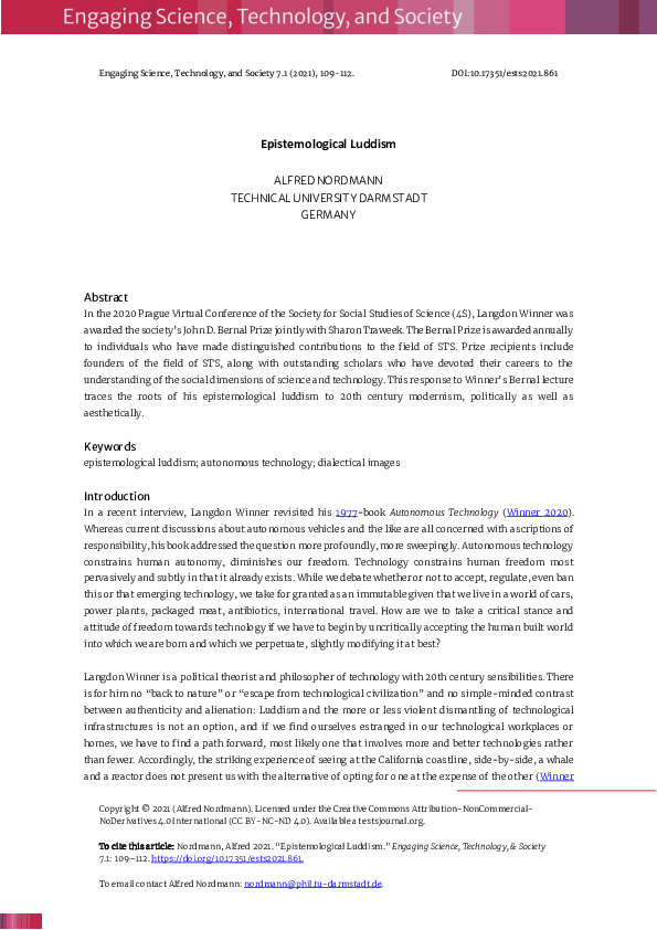 (PDF) Epistemological Luddism