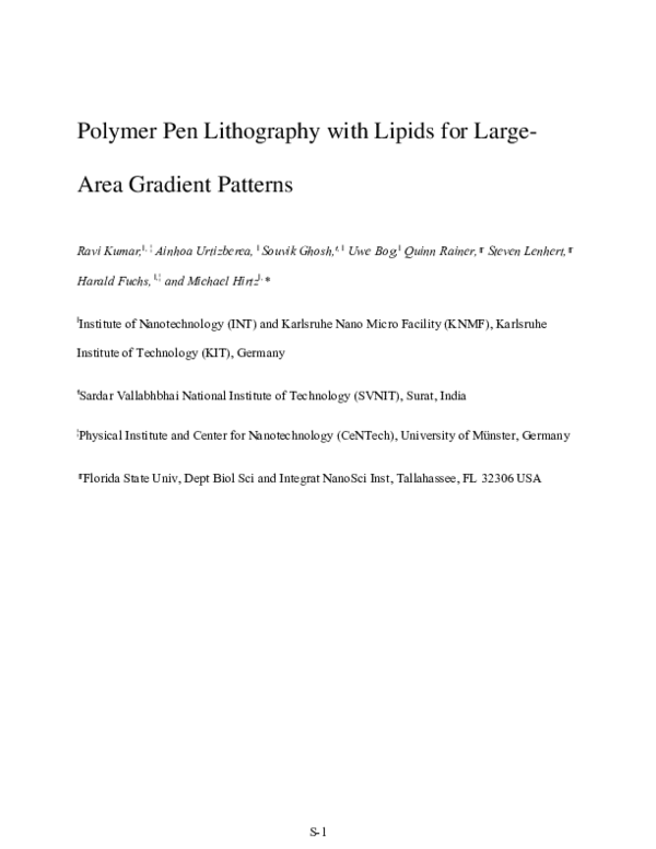 (PDF) Polymer Pen Lithography with Lipids for Large-Area Gradient Patterns