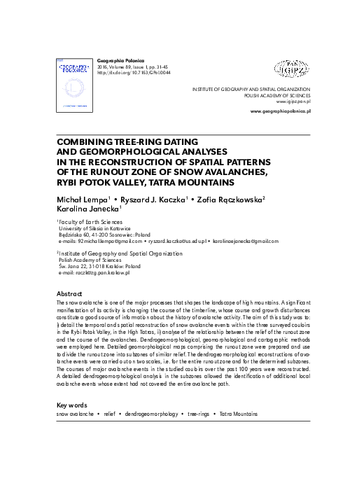 (PDF) Combining tree-ring dating and geomorphological analyses in the ...
