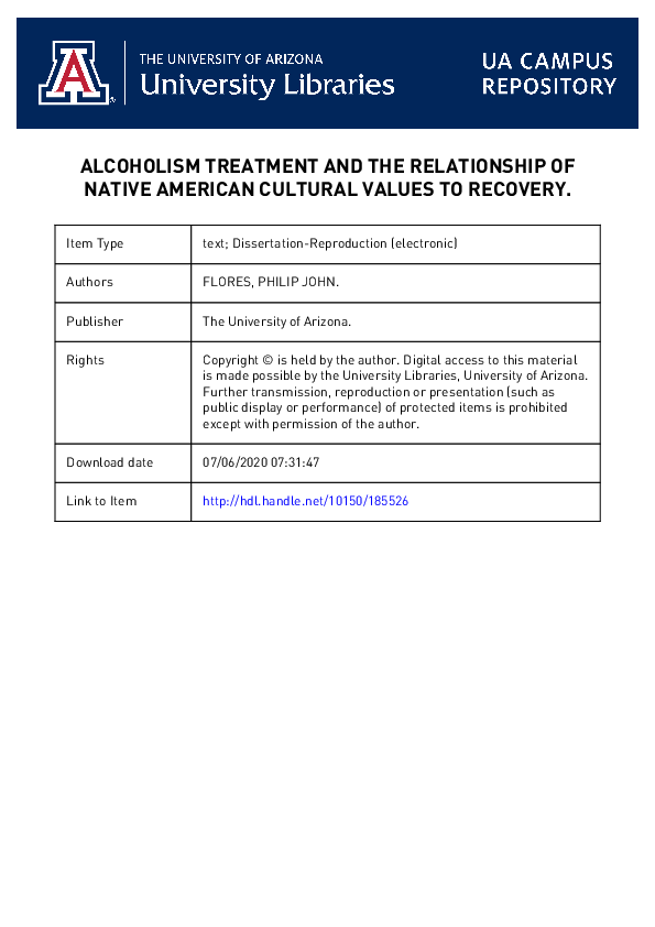 (PDF) Alcoholism Treatment and the Relationship of Native American ...