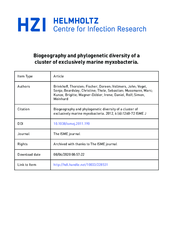 (PDF) Biogeography and phylogenetic diversity of a cluster of ...