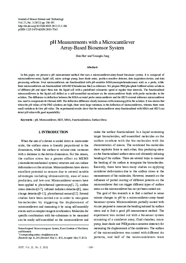(PDF) pH Measurements with a Microcantilever Array-Based Biosensor System