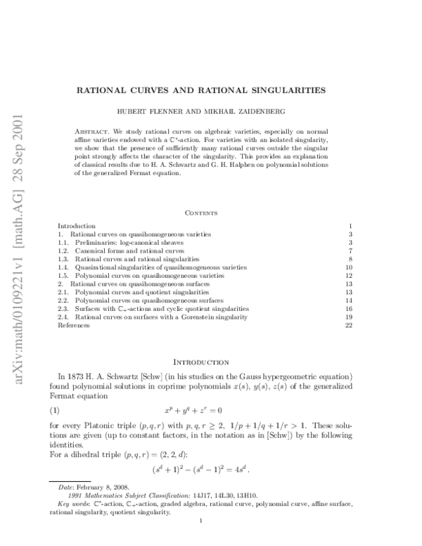 (PDF) Rational curves and rational singularities