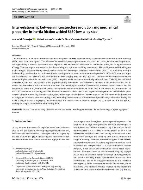 (PDF) Inter-relationship between microstructure evolution and mechanical properties in inertia ...