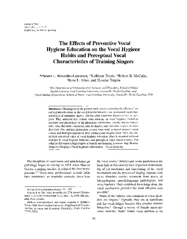 (PDF) The effects of preventive vocal hygiene education on the vocal ...
