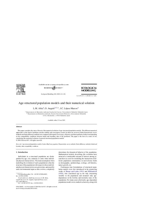 Pdf Age Structured Population Models And Their Numerical Solution