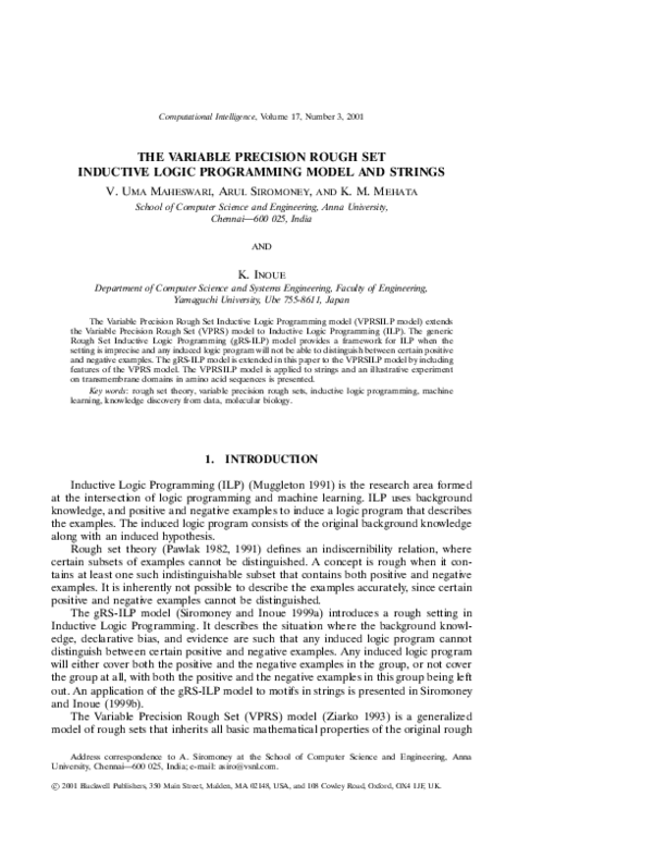 pdf-the-variable-precision-rough-set-inductive-logic-programming