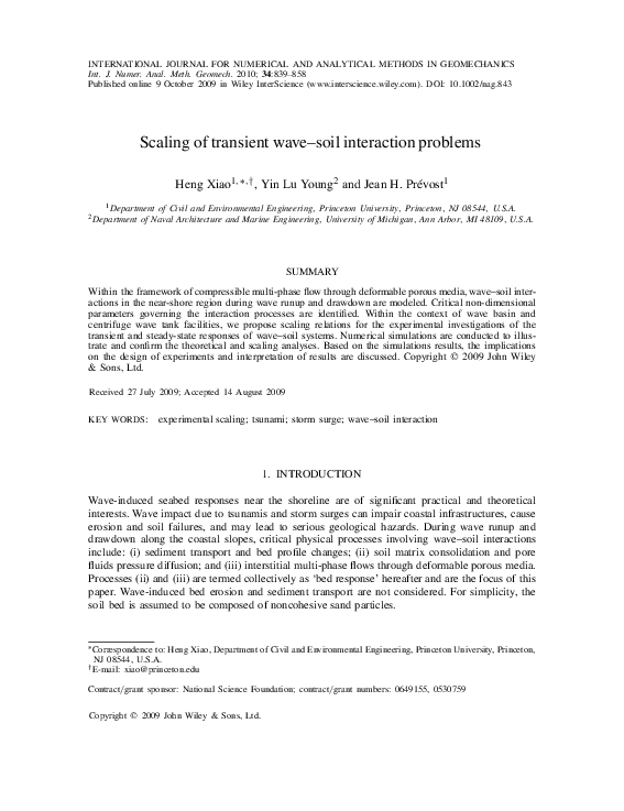 (PDF) Scaling of transient wave-soil interaction problems