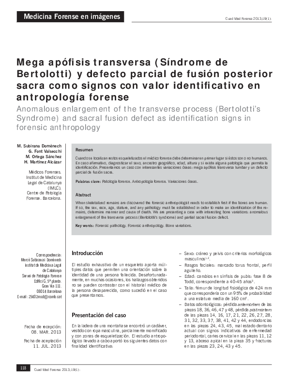 (PDF) Mega apófisis transversa (Síndrome de Bertolotti) y defecto ...