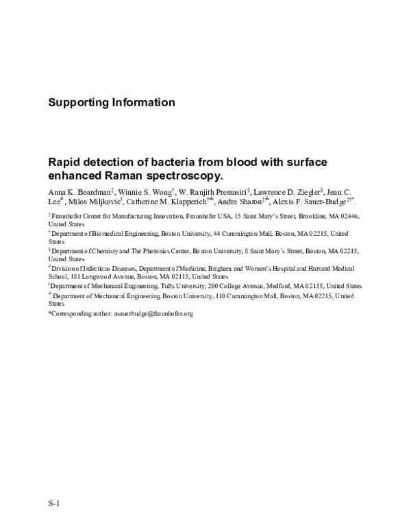 (PDF) Rapid Detection of Bacteria from Blood with Surface-Enhanced Raman Spectroscopy