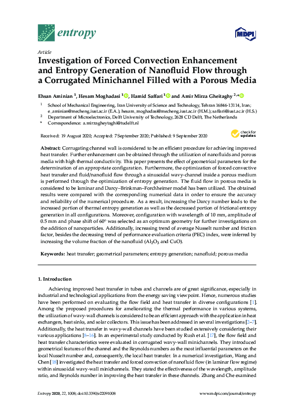 (PDF) Investigation of Forced Convection Enhancement and Entropy Generation of Nanofluid Flow ...