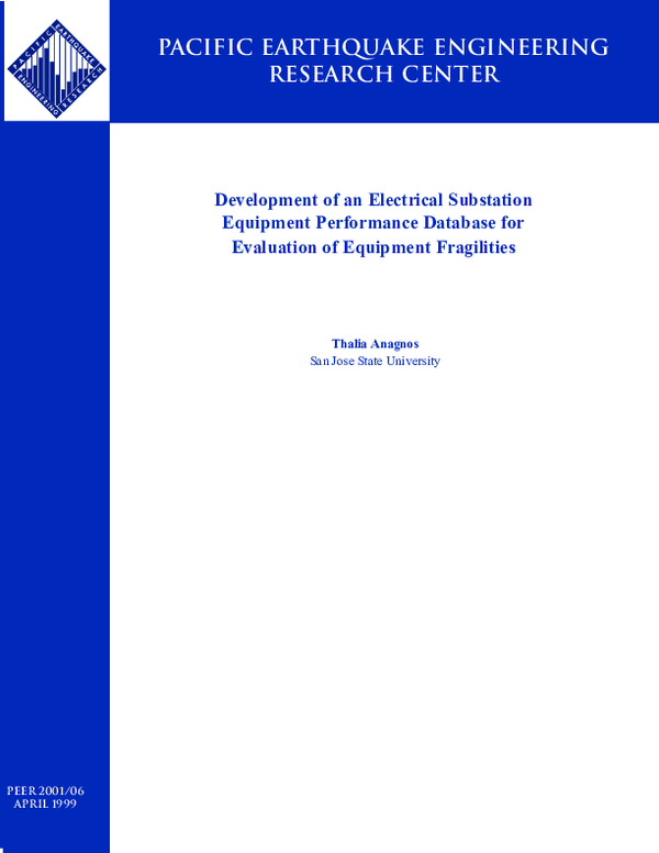 Pdf Development Of An Electrical Substation Equipment Performance Database For Evaluation Of