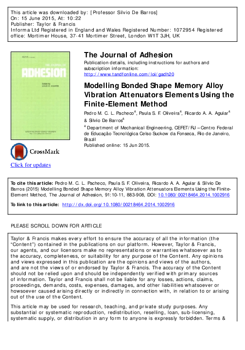 (PDF) Modelling Bonded Shape Memory Alloy Vibration Attenuators Elements Using the Finite ...