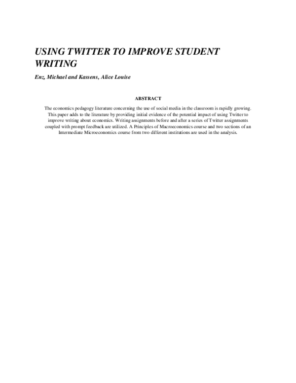 (PDF) Using Twitter to Improve Student Writing and Learning
