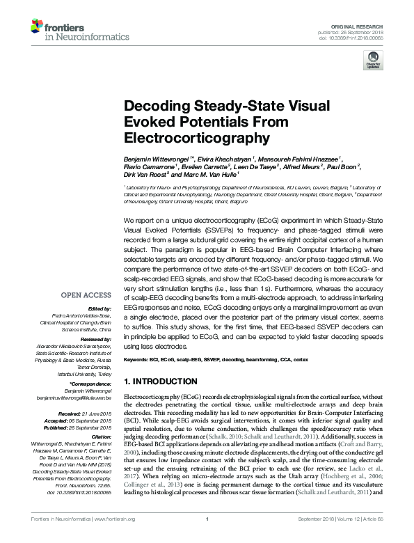 (PDF) Decoding Steady-State Visual Evoked Potentials From Electrocorticography