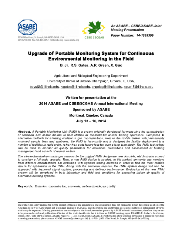 (PDF) Upgrade of Portable Monitoring System for Continuous ...
