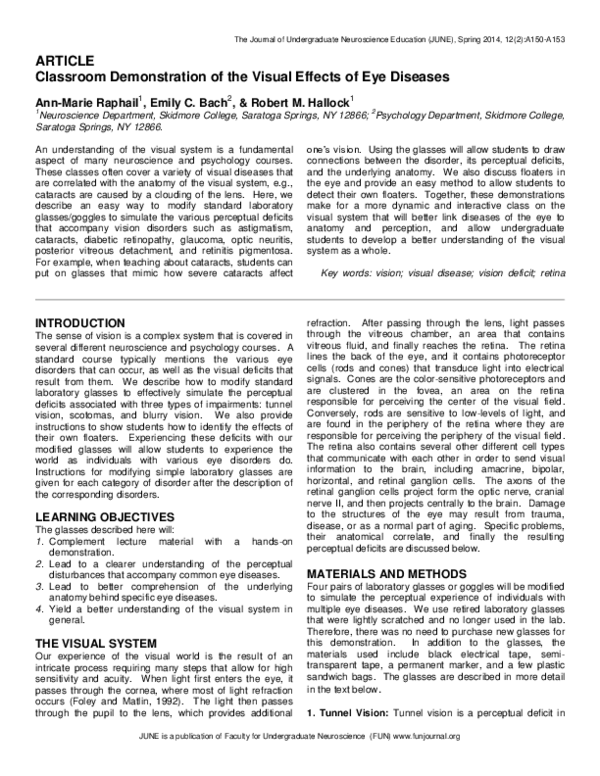 (PDF) Classroom demonstration of the visual effects of eye diseases