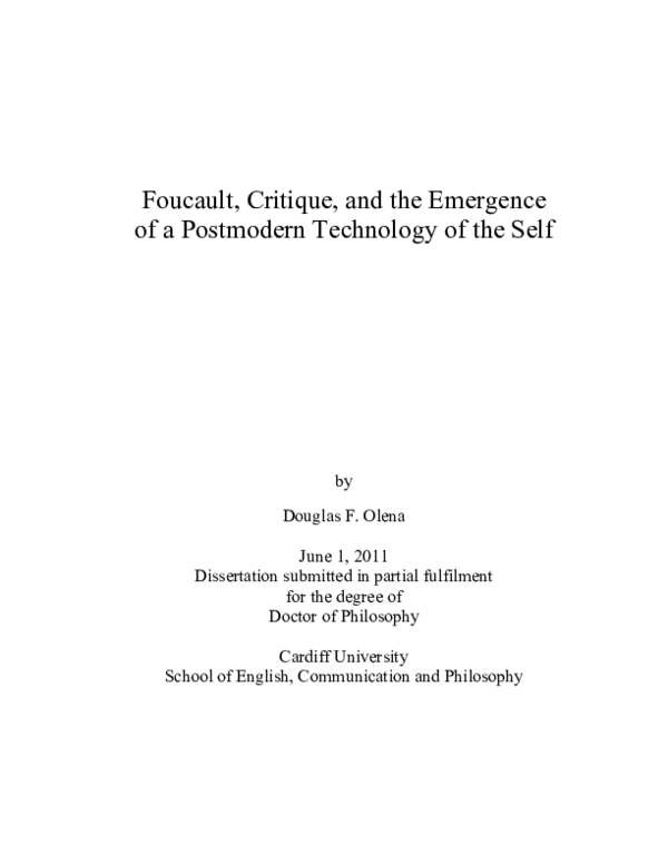 (PDF) Foucault, critique, and the emergence of a postmodern technology ...