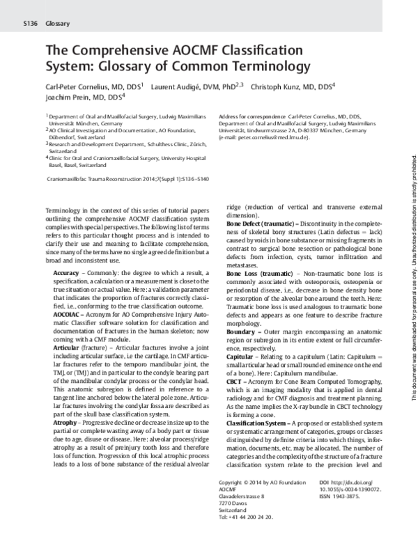 (PDF) The Comprehensive AOCMF Classification System: Glossary of Common ...