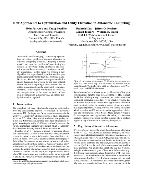 (PDF) New approaches to optimization and utility elicitation in autonomic computing