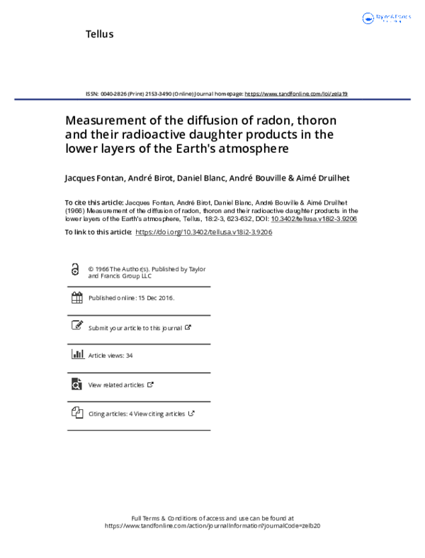(PDF) Measurement of the diffusion of radon, thoron and their ...