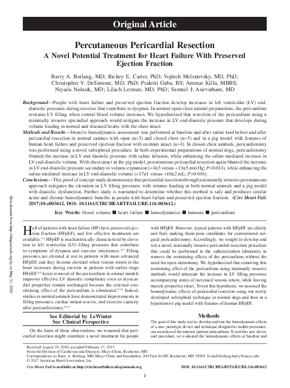 (PDF) Percutaneous Pericardial Resection: A Novel Potential Treatment ...