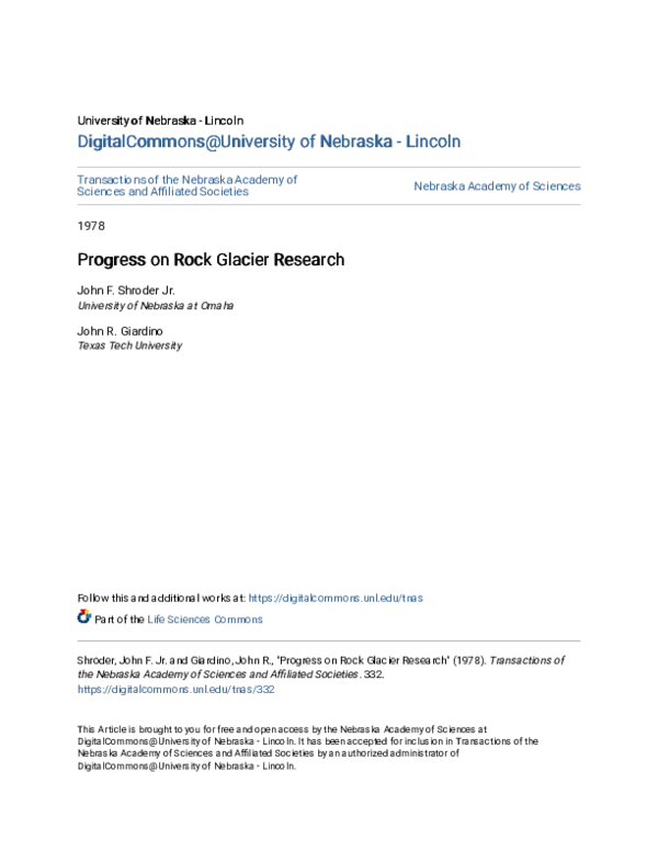 (PDF) Progress on rock glacier research