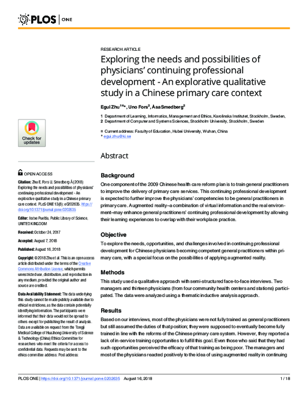 (PDF) Exploring the needs and possibilities of physicians’ continuing professional development ...
