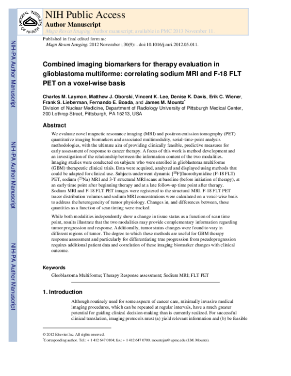 (PDF) Combined imaging biomarkers for therapy evaluation in ...