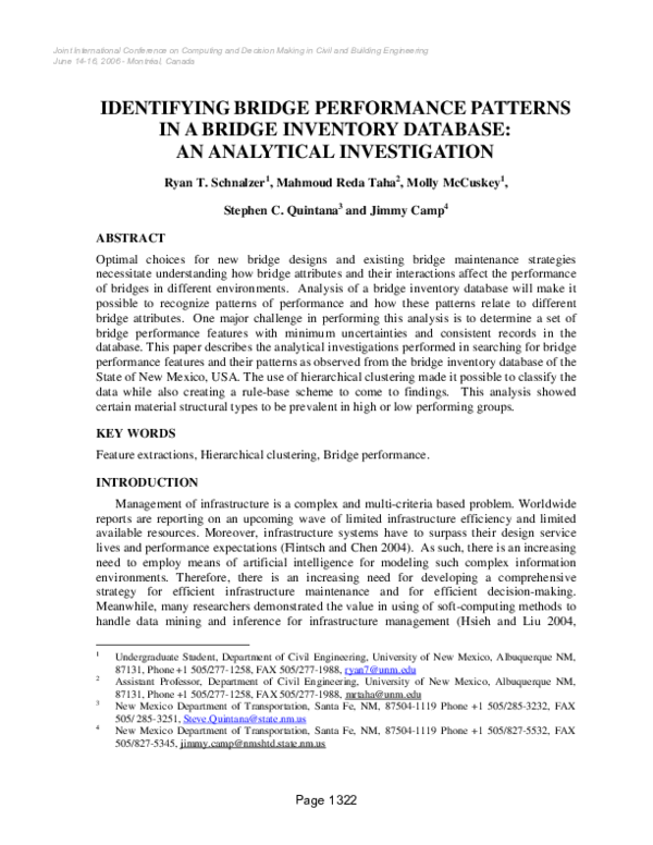 (PDF) Identifying Bridge Performance Patterns in a Bridge Inventory ...