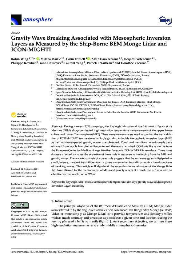 (PDF) Gravity Wave Breaking Associated with Mesospheric Inversion ...