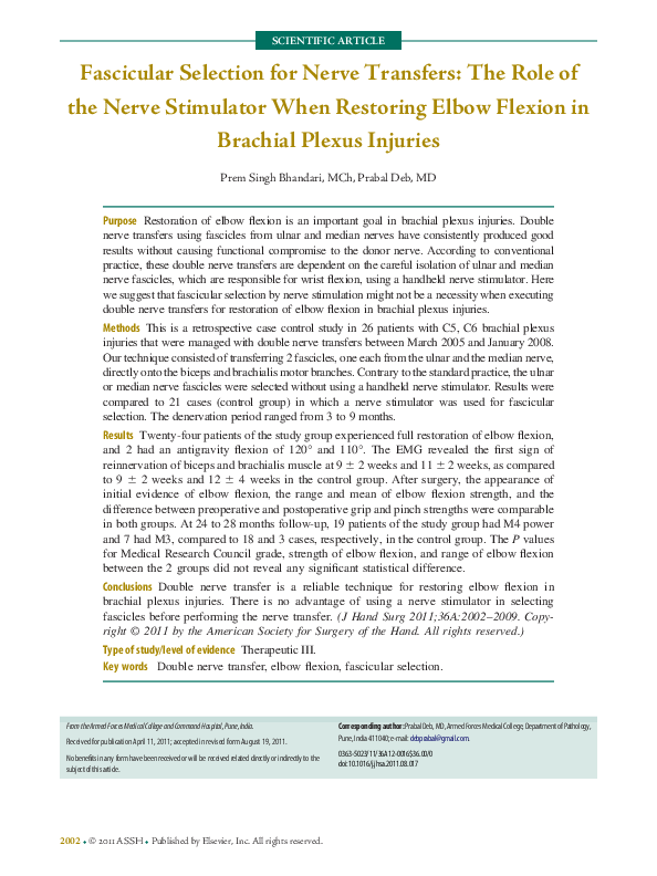 (PDF) Fascicular Selection for Nerve Transfers: The Role of the Nerve ...