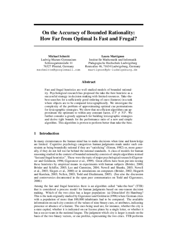 (PDF) On the Accuracy of Bounded Rationality: How Far from Optimal Is ...
