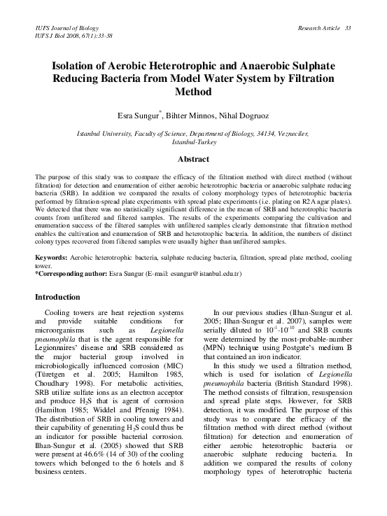 (PDF) Isolation of Aerobic Heterotrophic and Anaerobic Sulphate ...