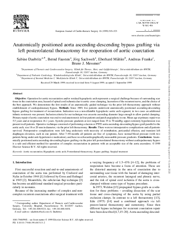 (PDF) Anatomically positioned aorta ascending-descending bypass ...