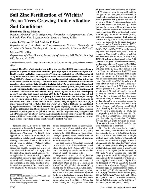 (PDF) Soil Zinc Fertilization of ‘Wichita’ Pecan Trees Growing Under ...
