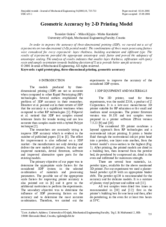 Pdf Improving 3d Printing Accuracy Via 2d Printed Models