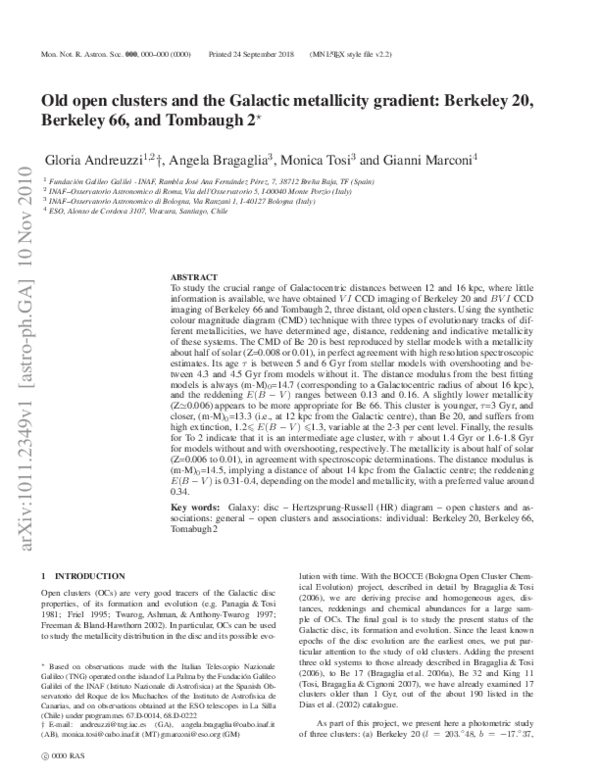 (PDF) Old open clusters and the Galactic metallicity gradient: Berkeley ...