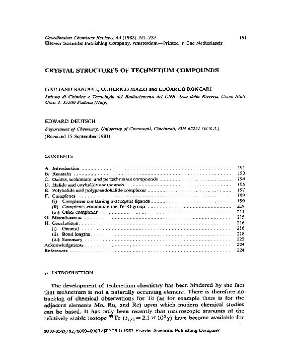 (PDF) Crystal structures of technetium compounds