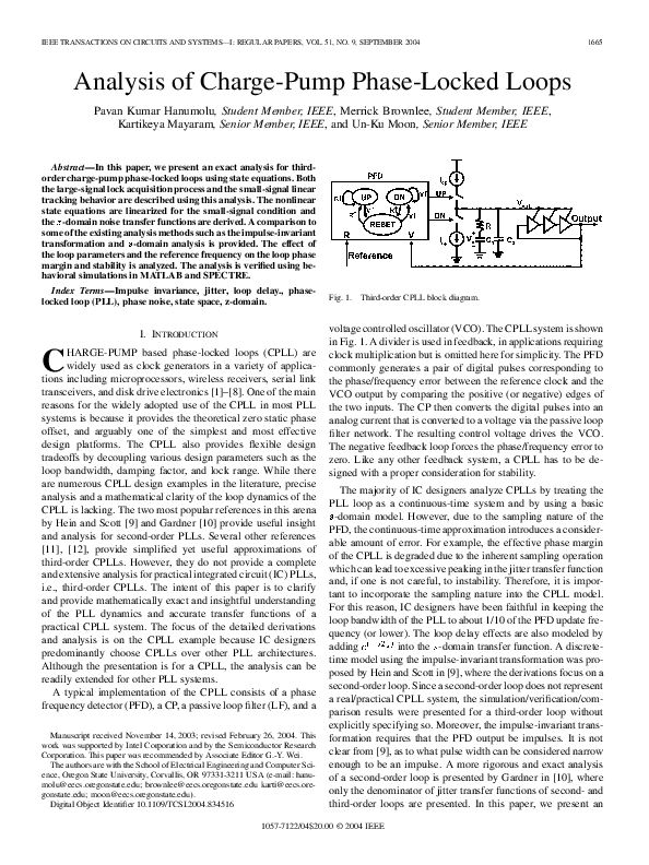 (PDF) Analysis of Charge-Pump Phase-Locked Loops