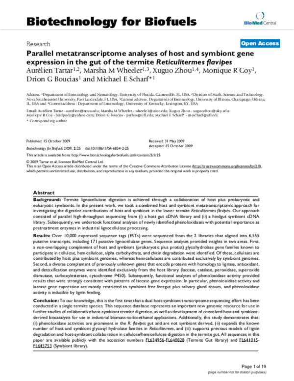 (PDF) Parallel metatranscriptome analyses of host and symbiont gene ...
