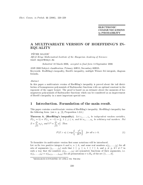 (PDF) A multivariate version of Hoeffding's inequality