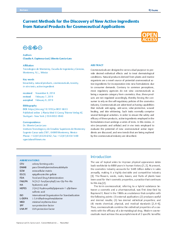 (PDF) Discovering Active Ingredients in Cosmeceuticals